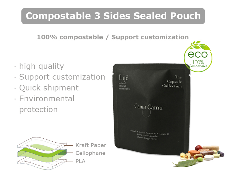 PLA Cosmetic Beauty Bodycare Sample Sachet Compostable Flat Pouch from ...